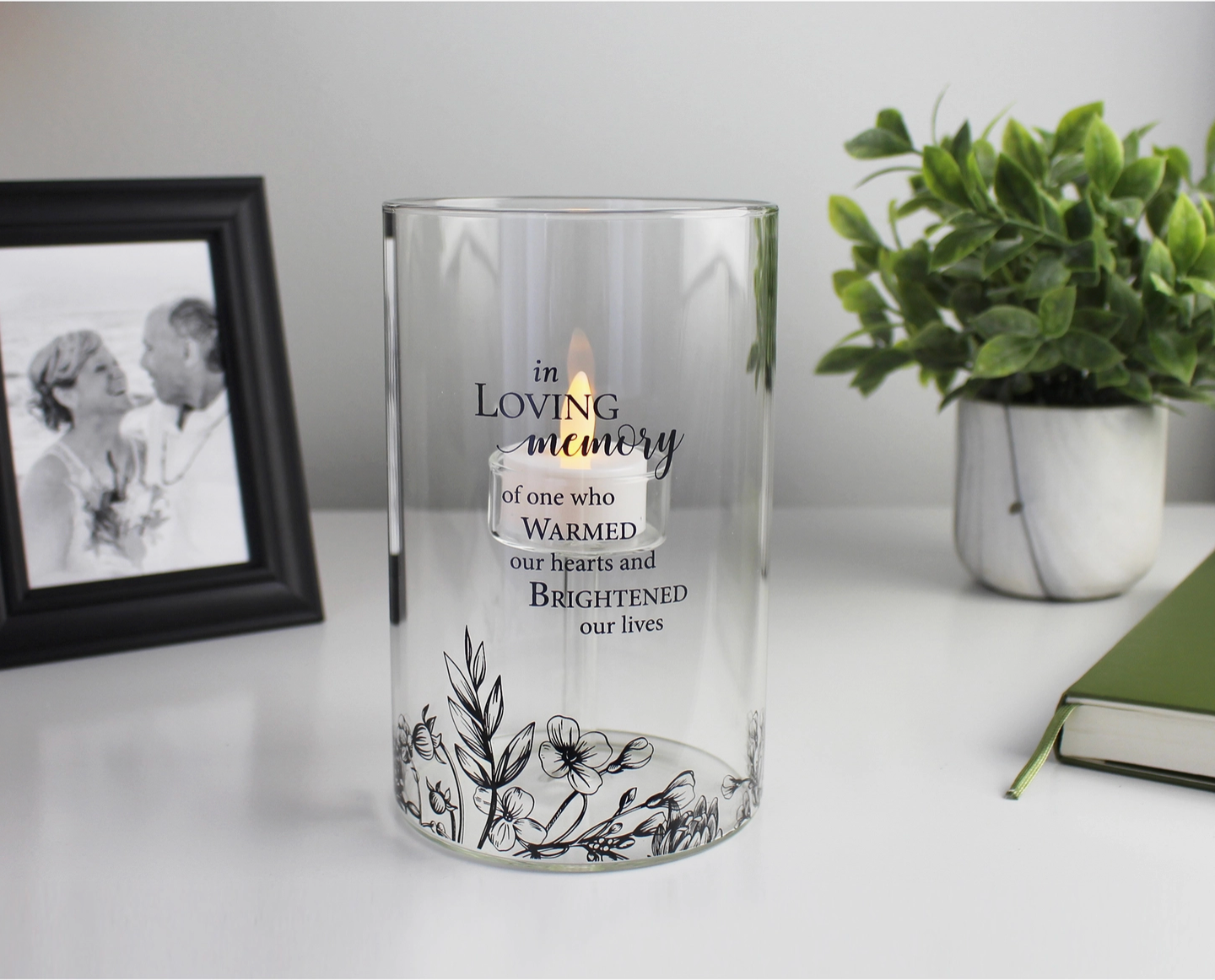 Lillian Rose "in Loving Memory" Floral Glass Led Candle | Bourbon Babes ...